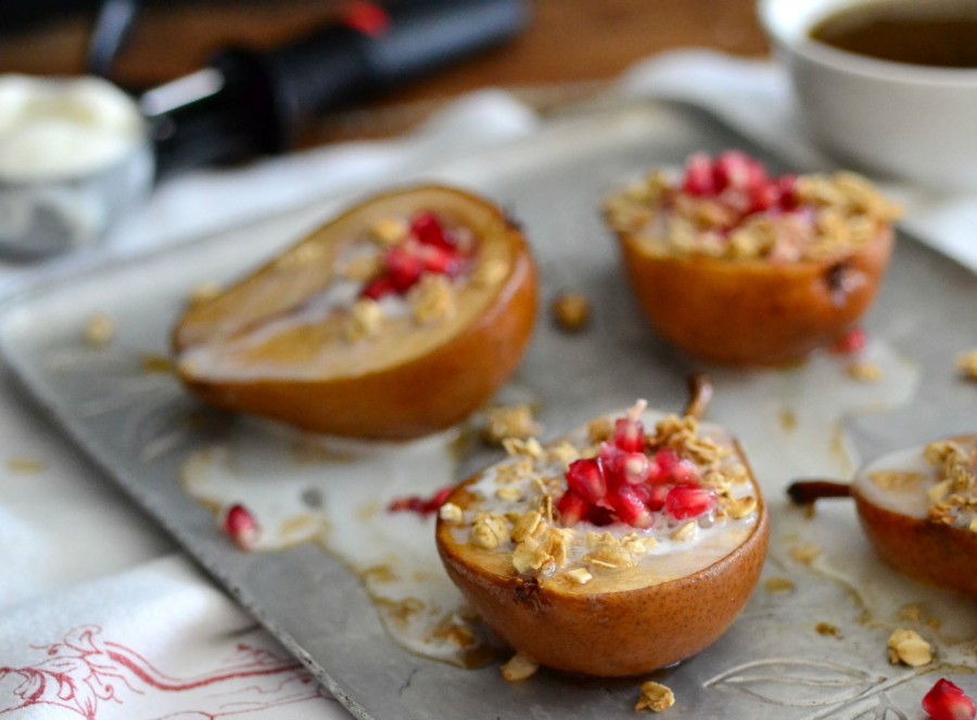 Roasted Pears with Pomegranates | The Realistic Nutritionist
