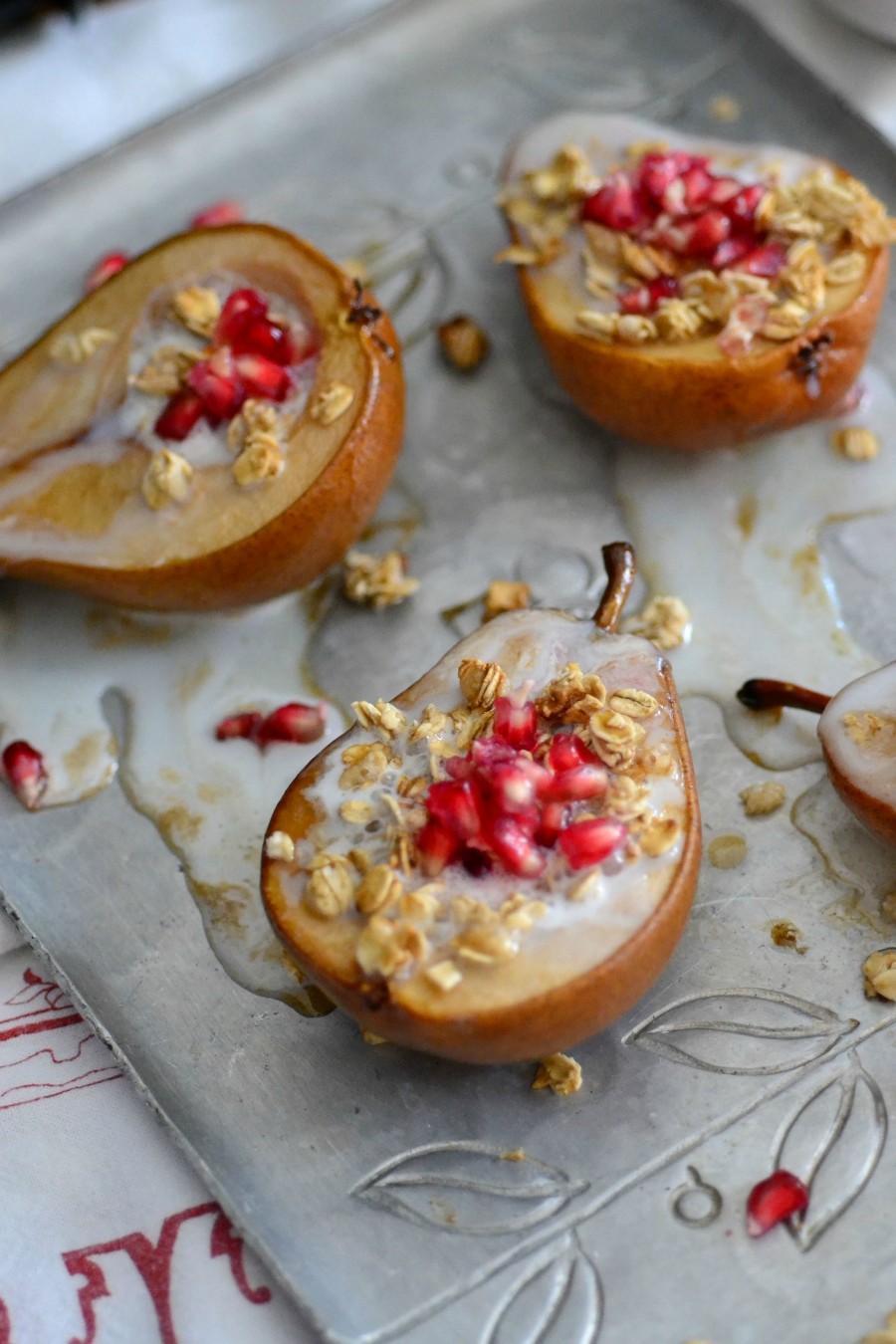 Roasted Pears with Pomegranates | The Realistic Nutritionist